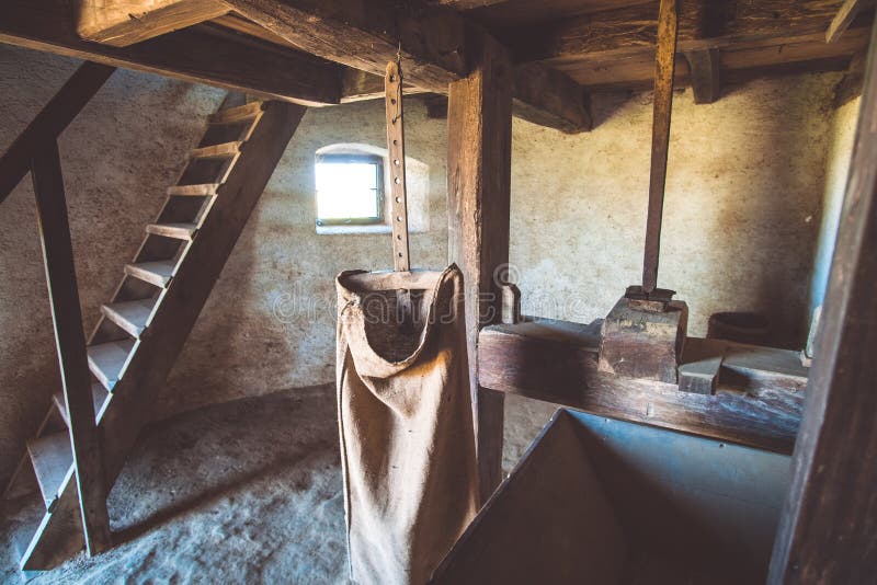Old Traditional Windmill Interior Stock Photo - Image of inside, stairs ...