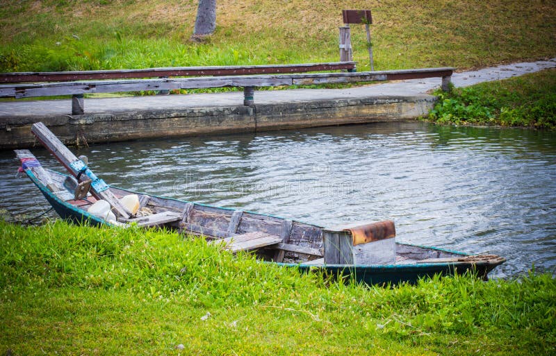 Old Wooden Rowboat in Rerto Style Stock Image - Image of loneliness ...