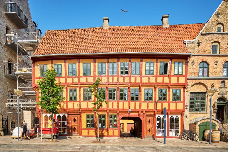 Old Traditional Yellow and Red Building Editorial Image - Image of ...