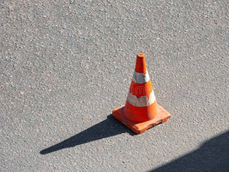 Red Warning Cone on a Daylight Stock Photo - Image of plastic, marking ...