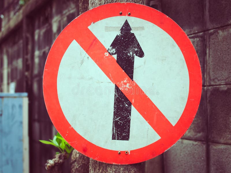 Old Traffic Sign Do Not Enter Mounted on a Pole Stock Image - Image of ...