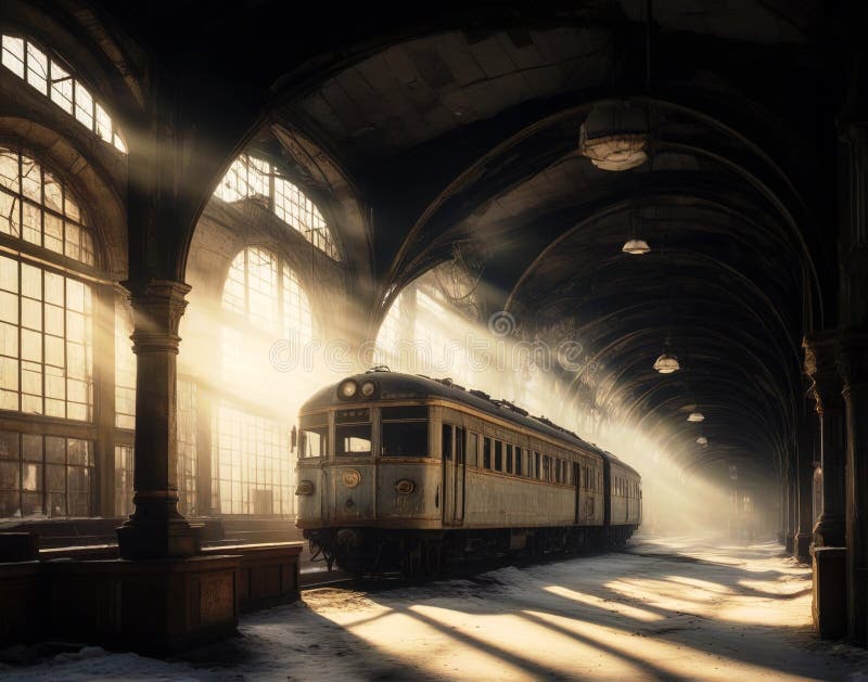 Old Train at Abandoned Station Platform, Generative Ai Stock ...