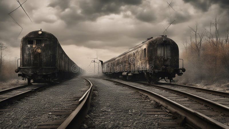 Old Train in the Countryside Apocalyptic Train Stock Illustration ...