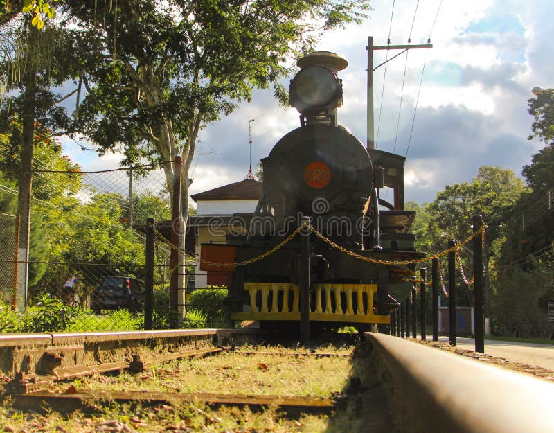 Old train in exhibition stock photo. Image of clouds - 91423922