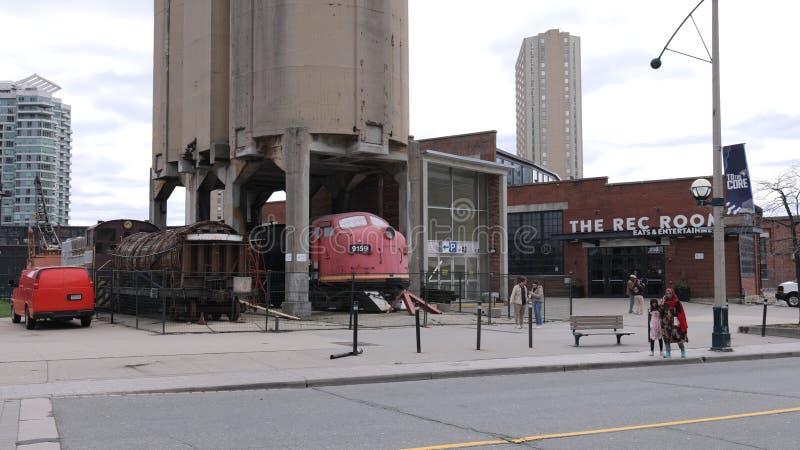 Old Train in Front of the Rec Room Entertainment Complex in Toronto ...