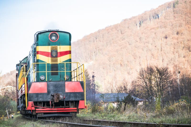 An Old Train is Going Along the Track Stock Photo - Image of power ...