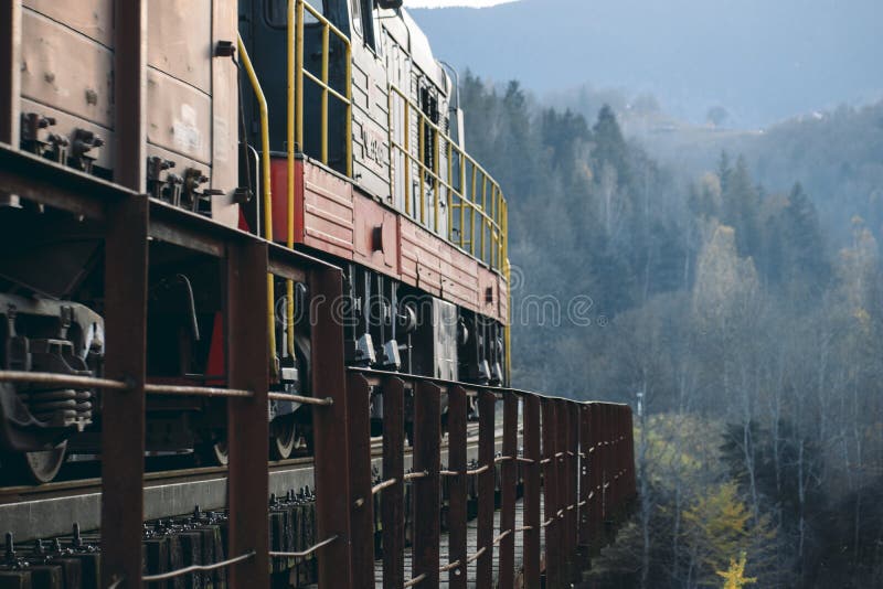 An Old Train is Going Along the Track Stock Photo - Image of puffing ...