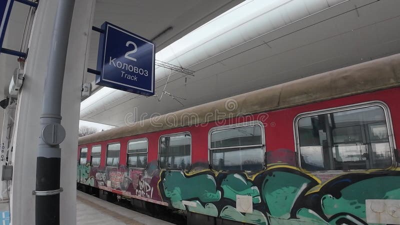 Old Train with Graffiti on it, Stopped at Stara Zagora Station with ...