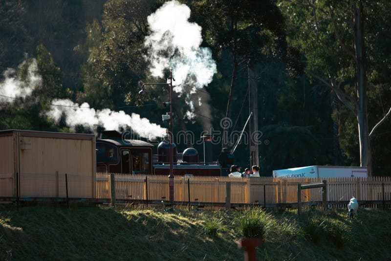 Old Train Holds in the Station Emits a Lot of Smoke Editorial Stock ...