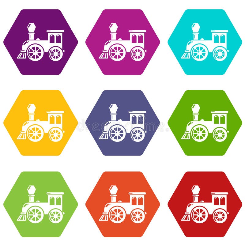 Old Train Icons Set 9 Vector Stock Vector - Illustration of pipe, wagon ...