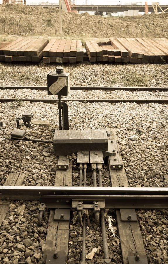 Old Train Light Sign in Aged View Stock Image - Image of electric ...
