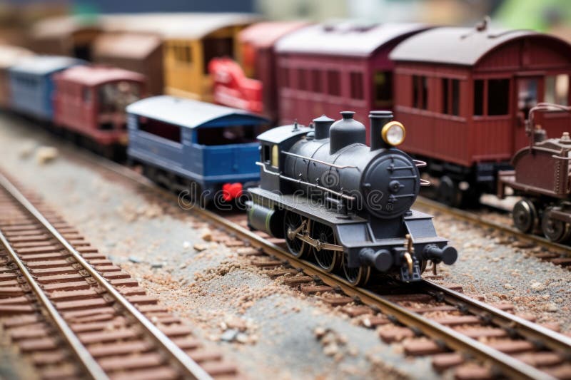 Old Train Models Arranged on a Railway Setup Stock Image - Image of ...