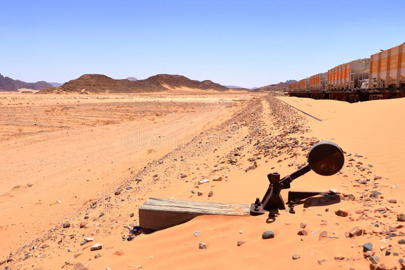 Old Train Rails almost Completely Covered with Desert Sand in Wadi Rum ...