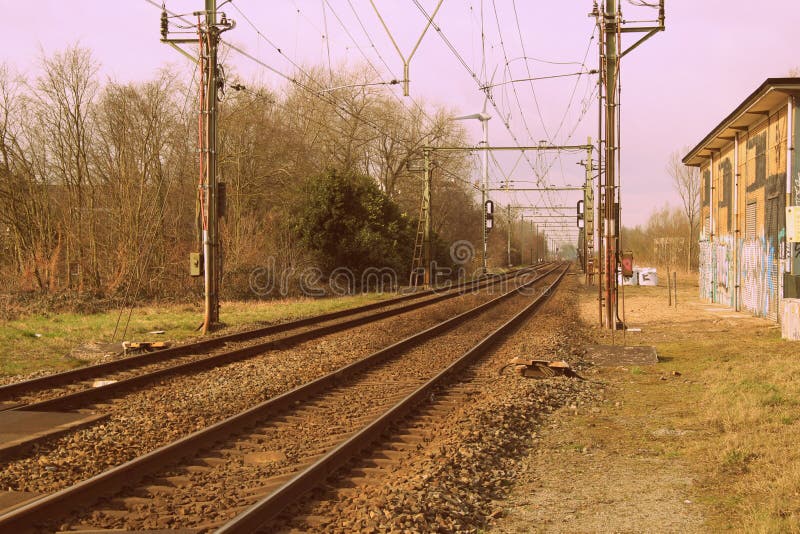 Old train rails stock image. Image of infrastructure - 51034241