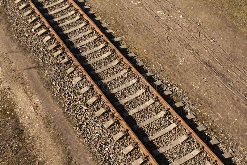 Old train rails from top. stock image. Image of move - 68729707