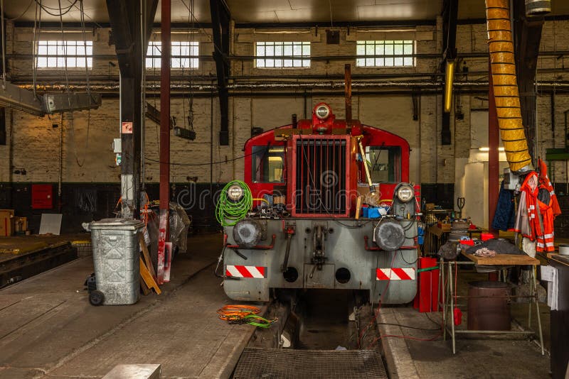 Old Train for Repair in the Service Hall Editorial Stock Image - Image ...