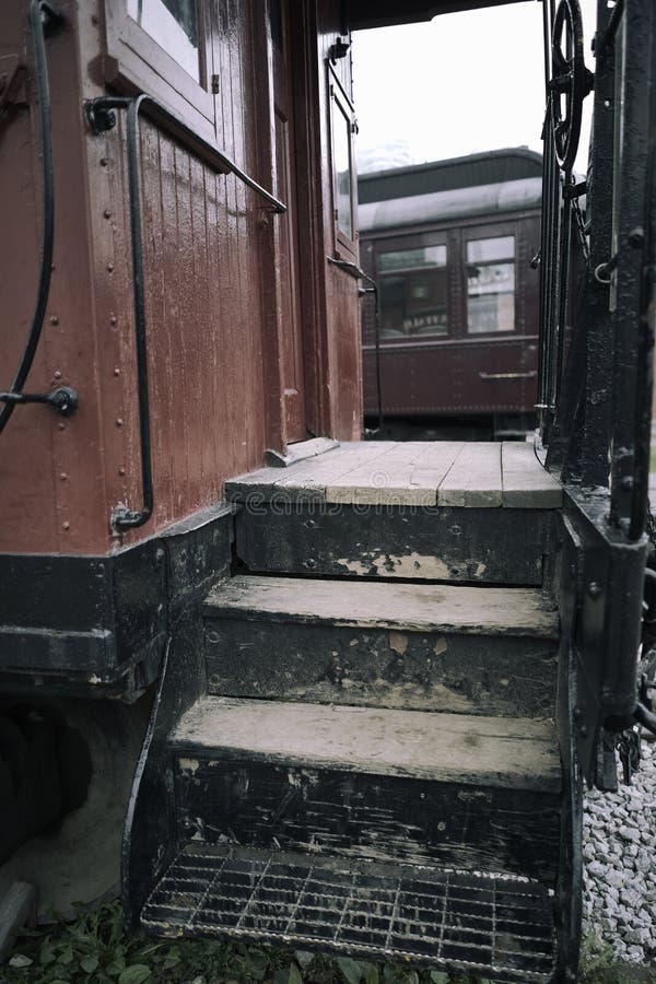 Old train stairs stock image. Image of train, green - 128702041