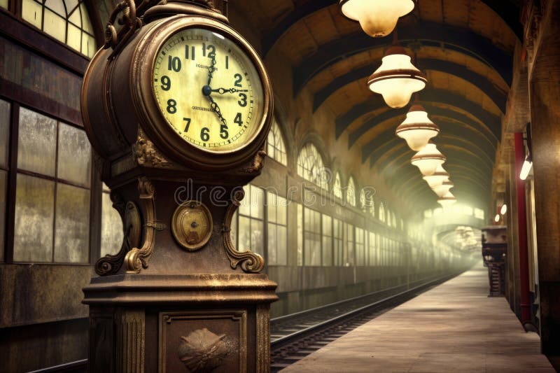 Old Train Station Clock with Roman Numerals Stock Image - Image of ...
