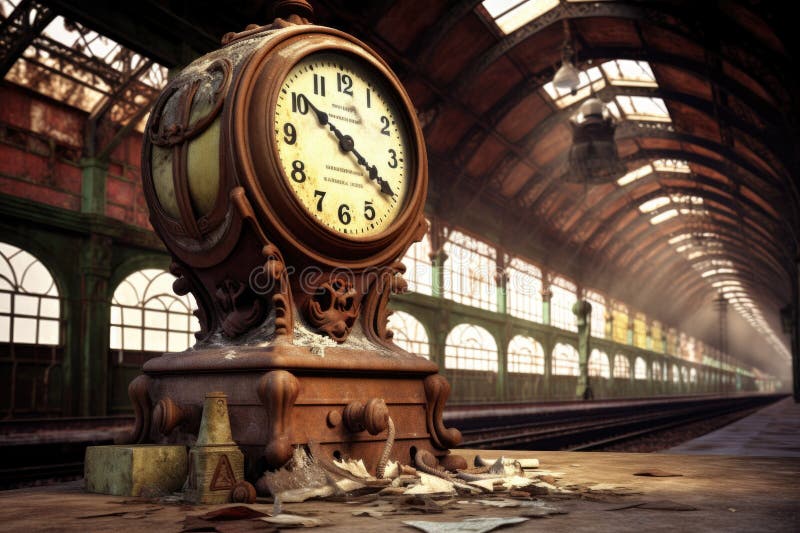 Old Train Station Clock with Roman Numerals Stock Image - Image of ...