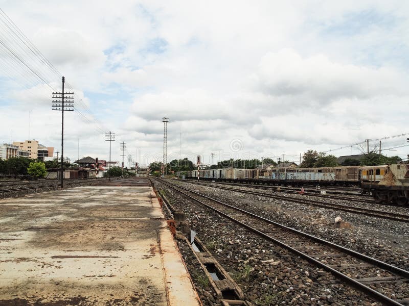 Old Train Station with Rails Stock Photo - Image of transport, shipping ...