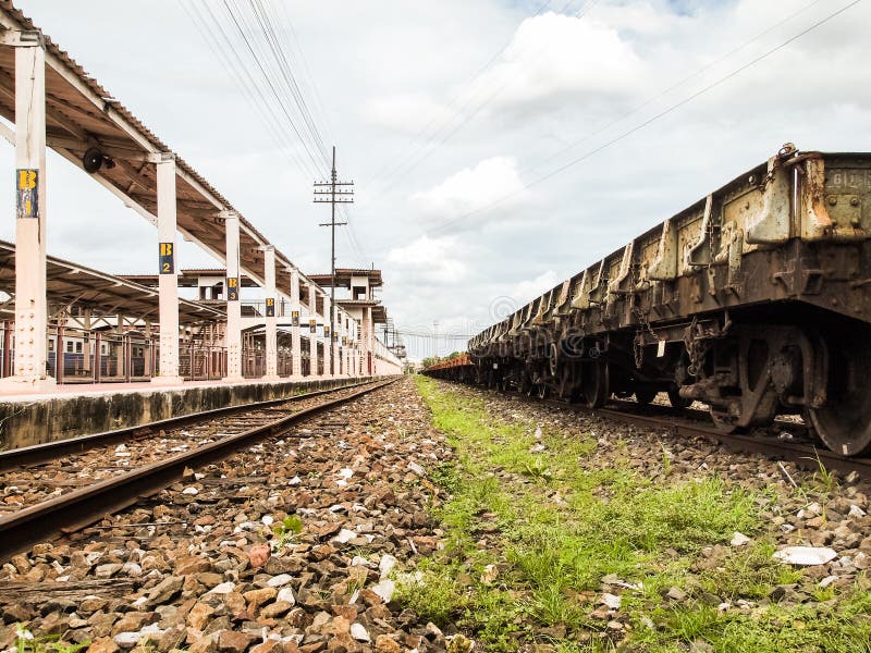 Old Train Station with Rails Stock Photo - Image of delivery, outdoor ...