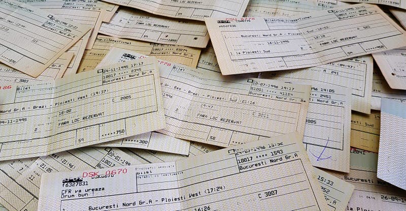 Old Train Tickets Used on Fast and Express Trains from Romania Stock ...