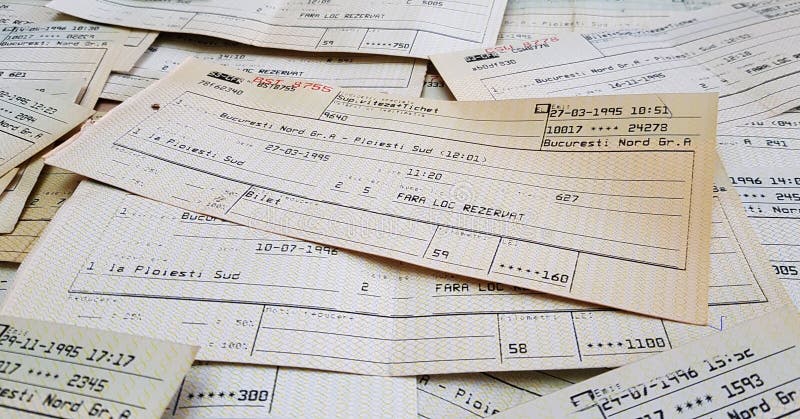 Old Train Tickets Used on Fast and Express Trains from Romania Stock ...