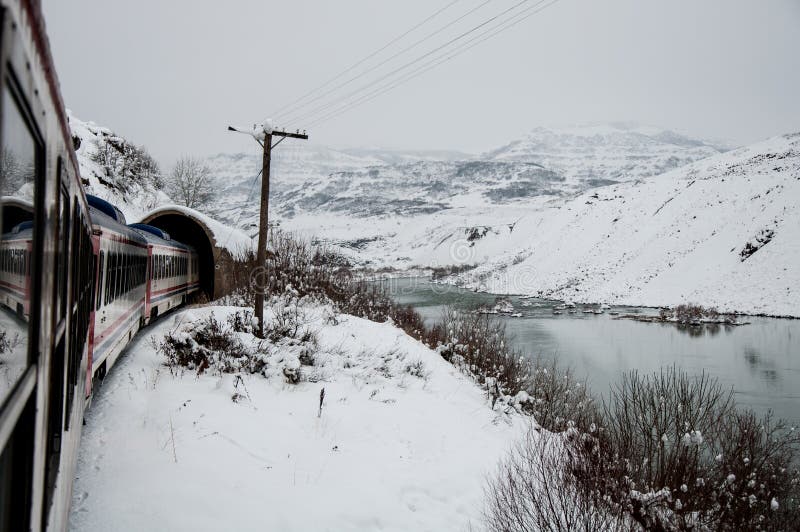 Winter train stock photo. Image of track, train, horizontal - 115539114