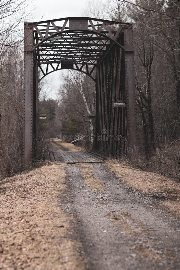 Old Train Trellis Bridge Along a Path Stock Image - Image of foot ...
