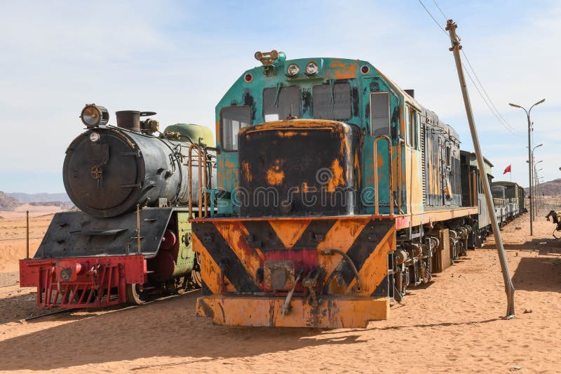 Old Train at Wadi Rum Desert in Jordan Stock Image - Image of outdoor ...