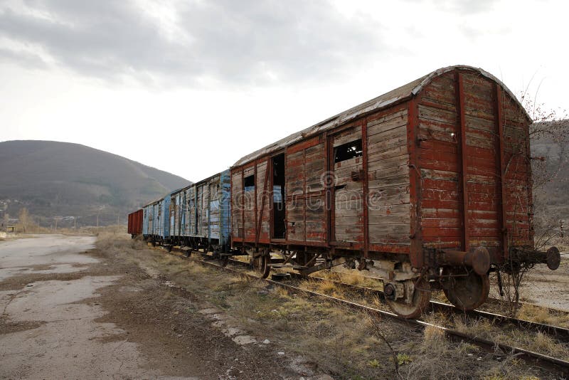 Old Train Wagons in an Abandoned Station Stock Image - Image of metal ...