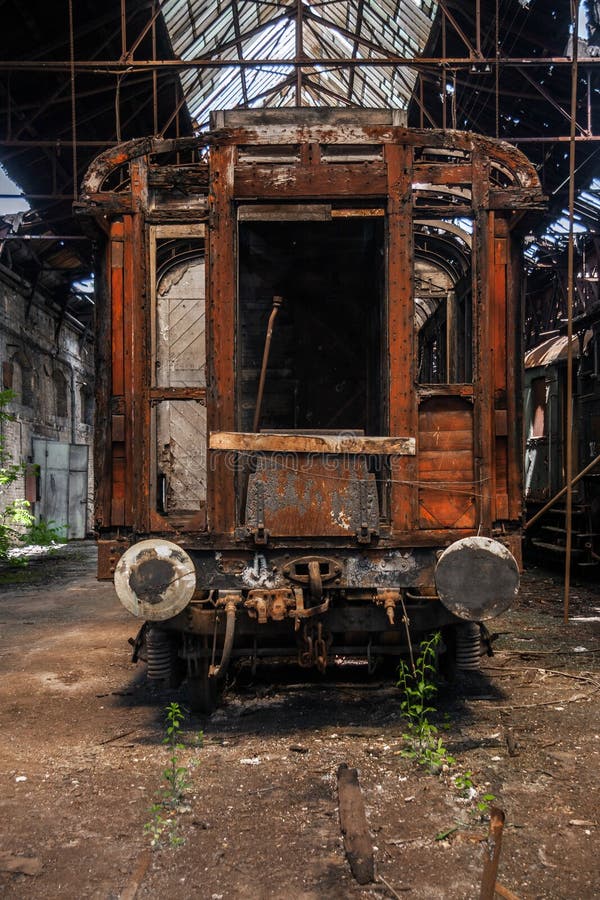 Old Trains at Abandoned Train Depot Stock Photo - Image of heavy ...