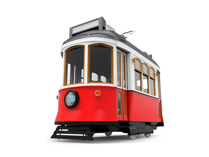 Old tram cartoon stock illustration. Illustration of road - 134500603