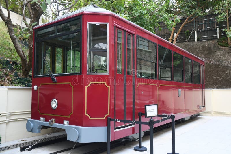 Old tram in Hong Kong stock image. Image of kong, cars - 343577681