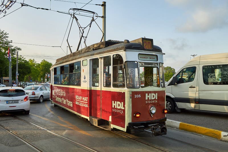 Old tram in Istanbul editorial image. Image of electricity - 257983355
