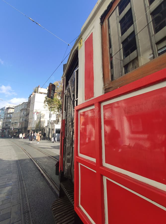 Old tram in Istanbul editorial stock image. Image of scene - 165895584