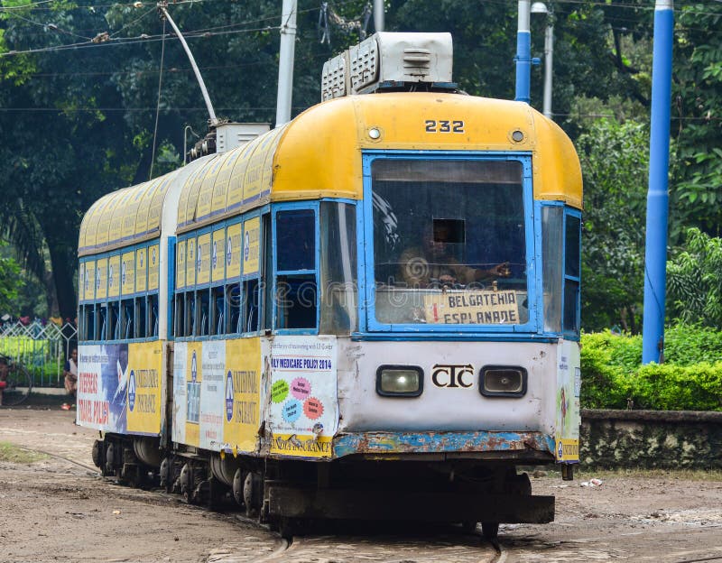An Old Tram Running on Rail Track in Kolkata, India Editorial Stock ...