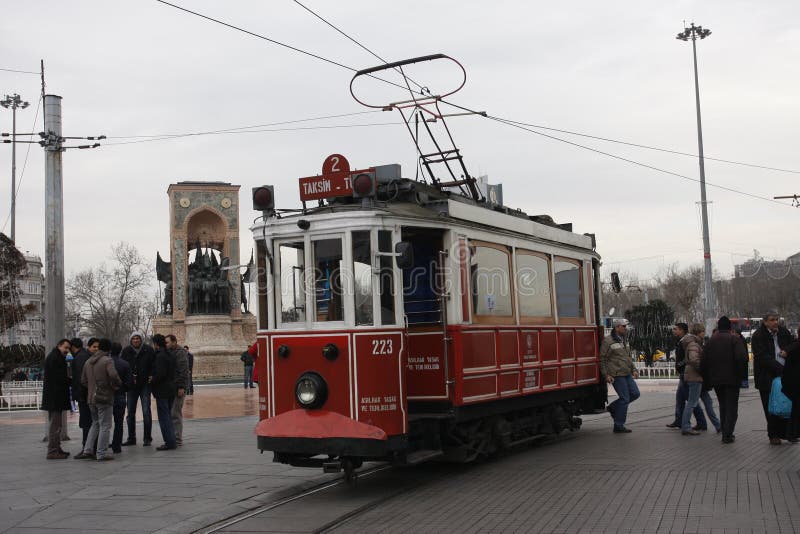 Old Tram in Taksim Square Istanbul Editorial Photography - Image of ...