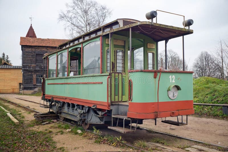 Old tramcar on a railway stock photo. Image of historic - 132047434