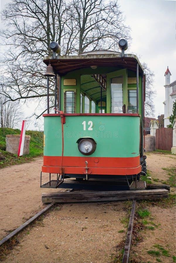 Old tramcar on a railway stock photo. Image of europe - 132048320