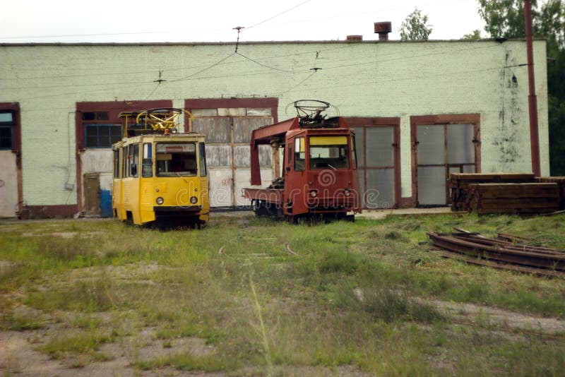 The old trams stock image. Image of road, rail, depot - 86896257