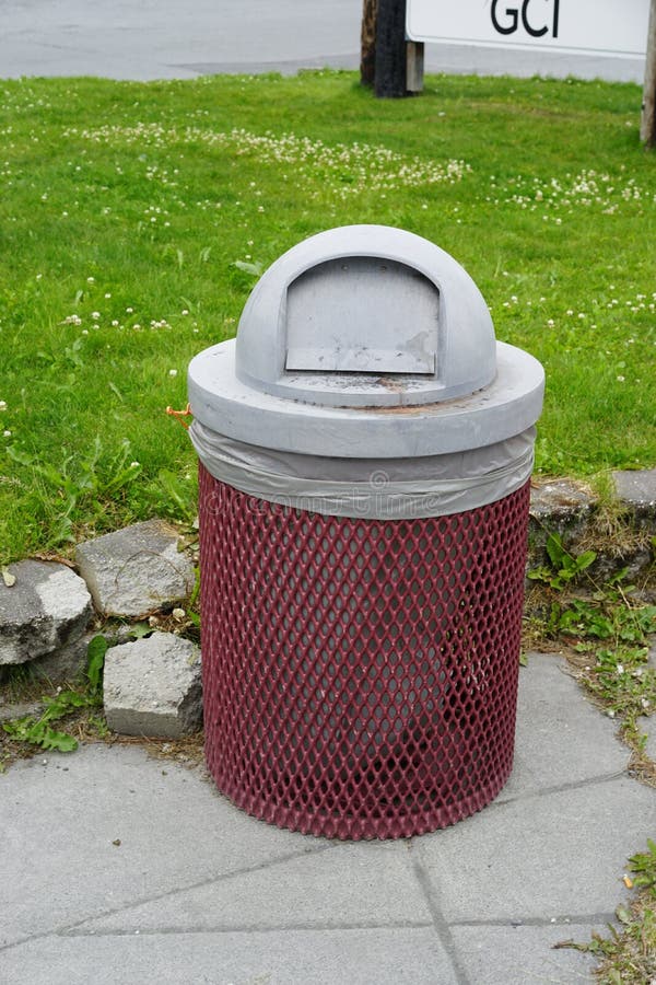 Old trash can in the park stock image. Image of business - 189856995