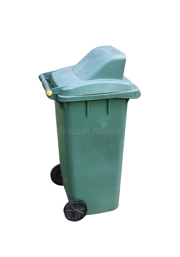 Old Trash Container Isolated on White, Garbage Bin Stock Image - Image ...