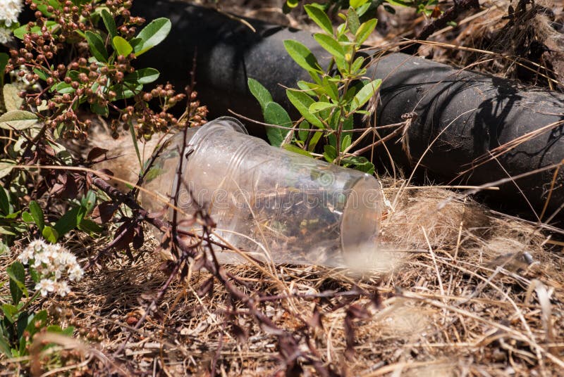 Old Plastic Trash in the Grass. Stock Photo - Image of garbage, hand ...