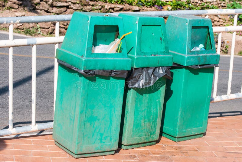 Old trashcan. stock image. Image of road, recycle, pole - 49297551