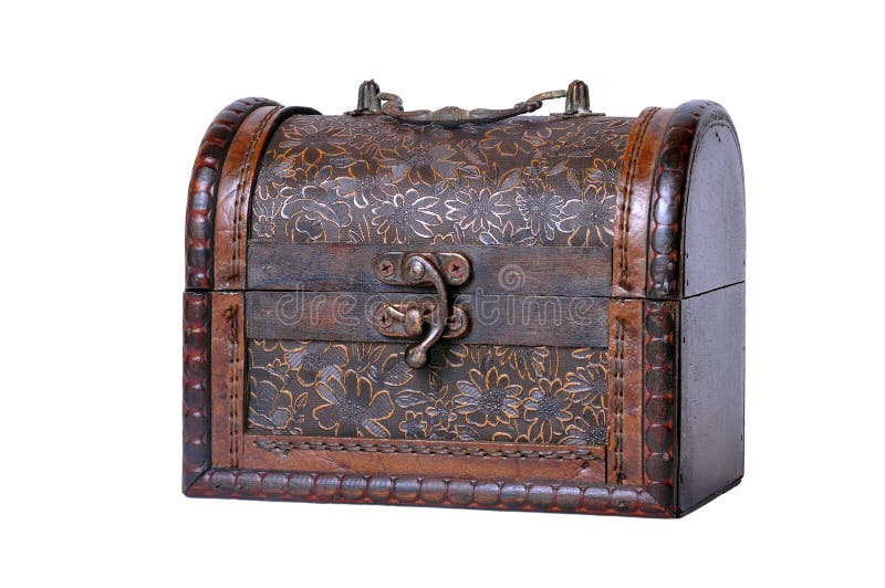 Old Treasure Chest Isolated Stock Image - Image of treasure, wooden ...