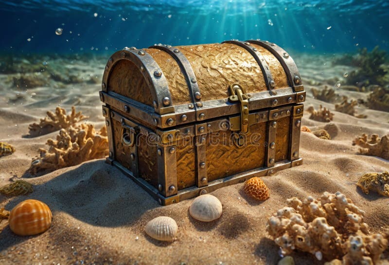 Old Treasure Chest at the Bottom of the Sea. Generative AI Stock ...