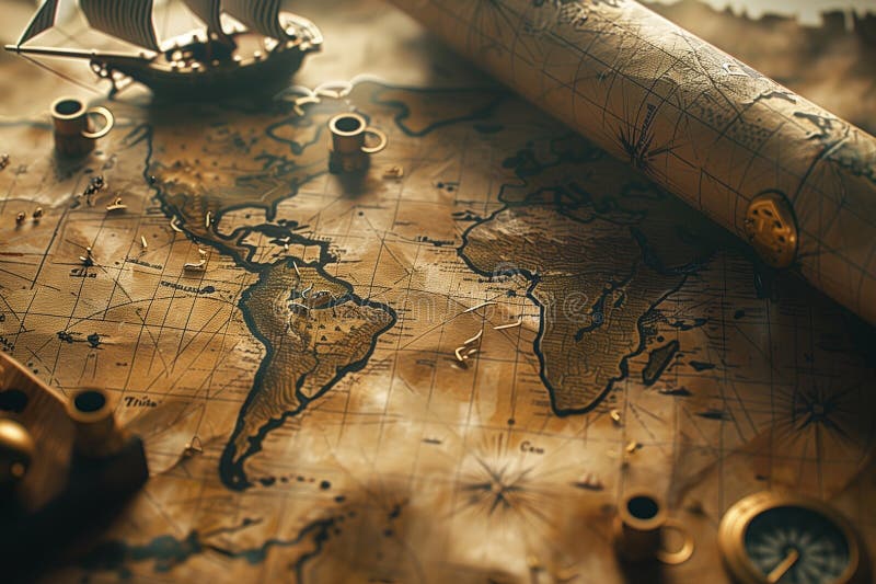 Old treasure map Ai photo stock illustration. Illustration of historic ...