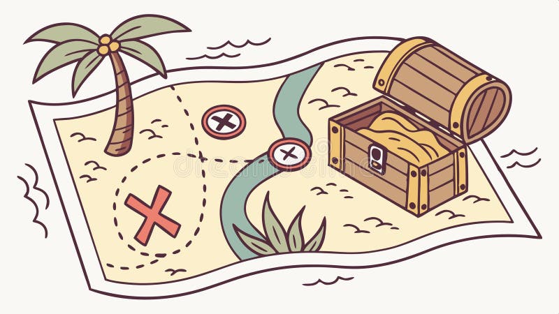 Old Treasure Map, Adventure and Hidden Location Vector Design ...