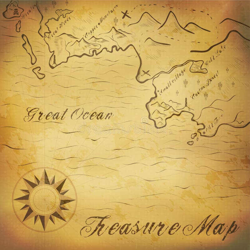 Old treasure map stock illustration. Illustration of drawing - 40751885